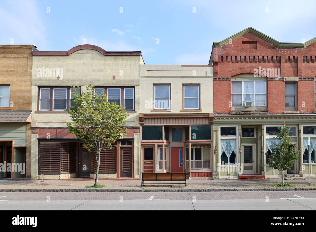 Facades of old fashioned small town main street buildings Stock Photo ...