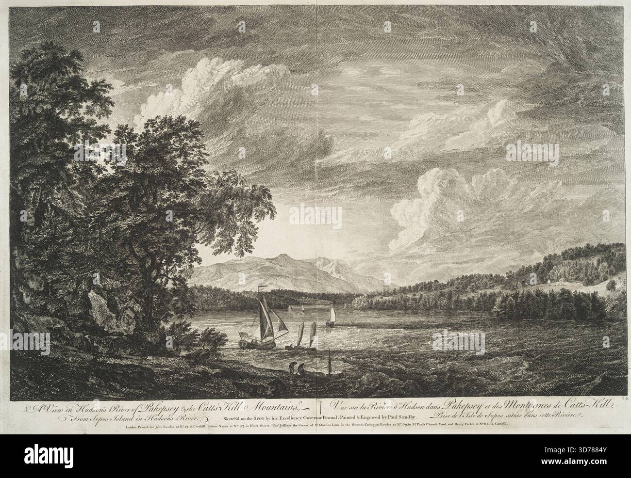 A view in Hudson's River of Pakepsey and the Catskill Mountains ...