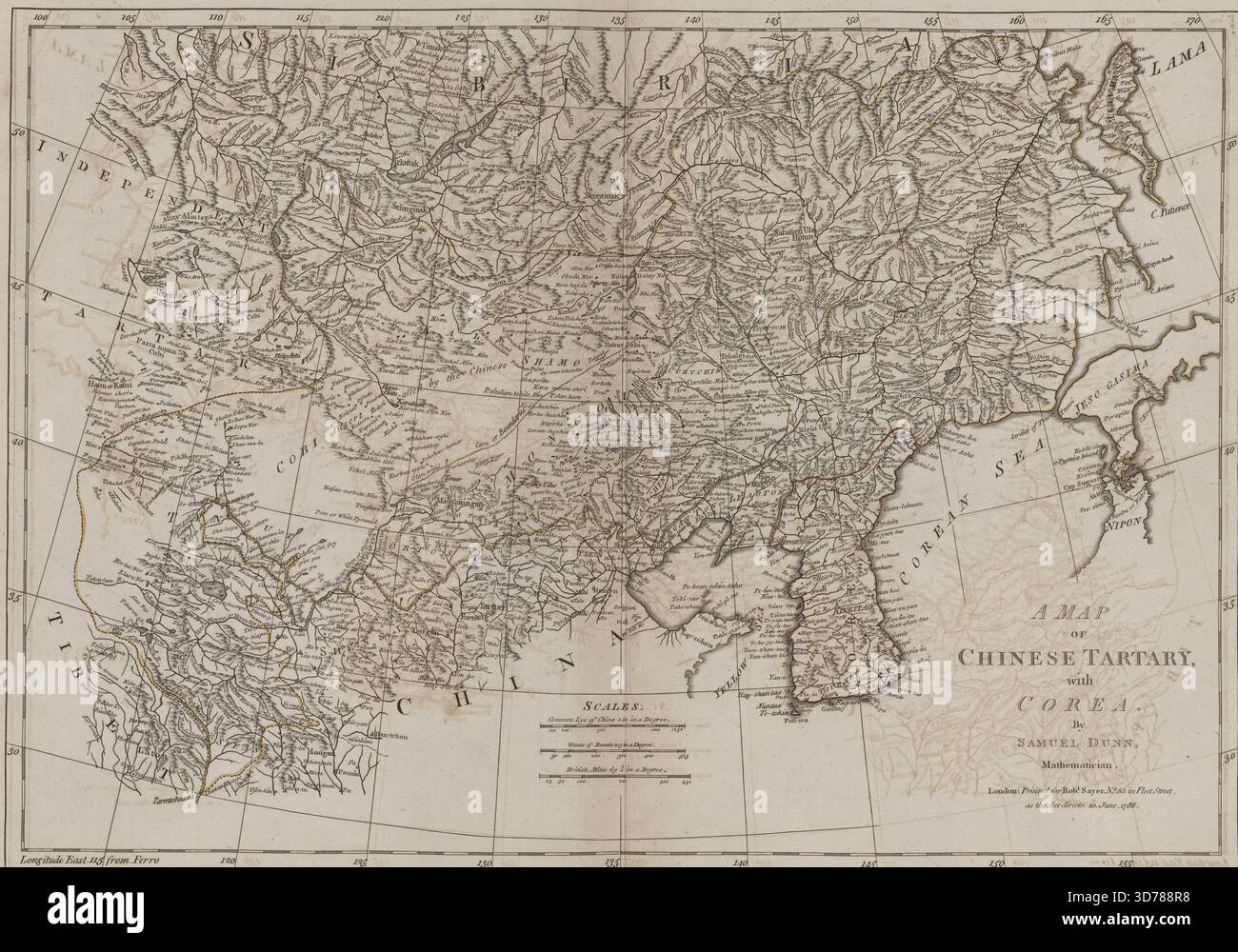 A map of Chinese Tartary, featuring Corea, published by Robert Sayer in ...