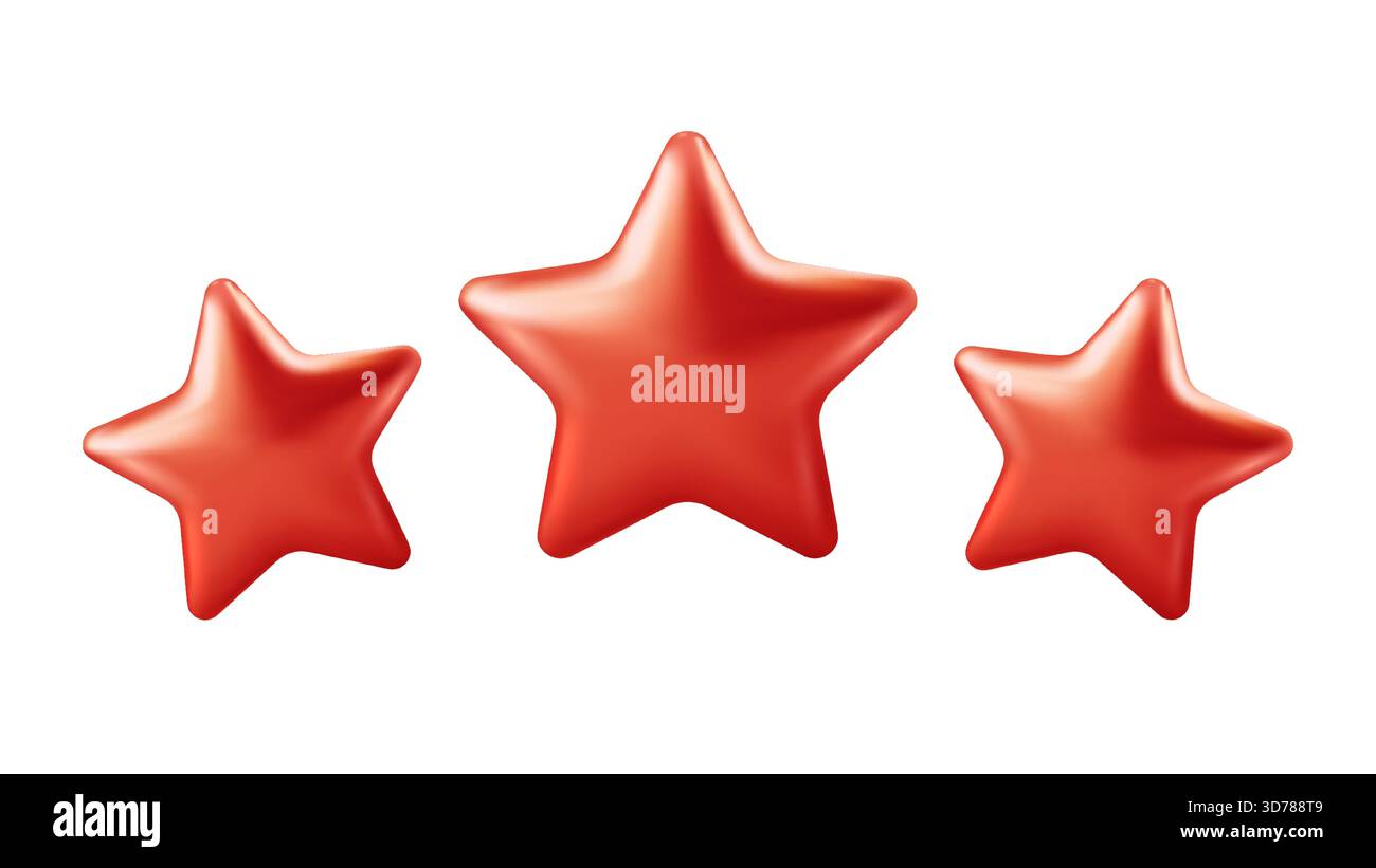 Three Red Stars Icon Set For Positive Ratings And Social Media Boost ...