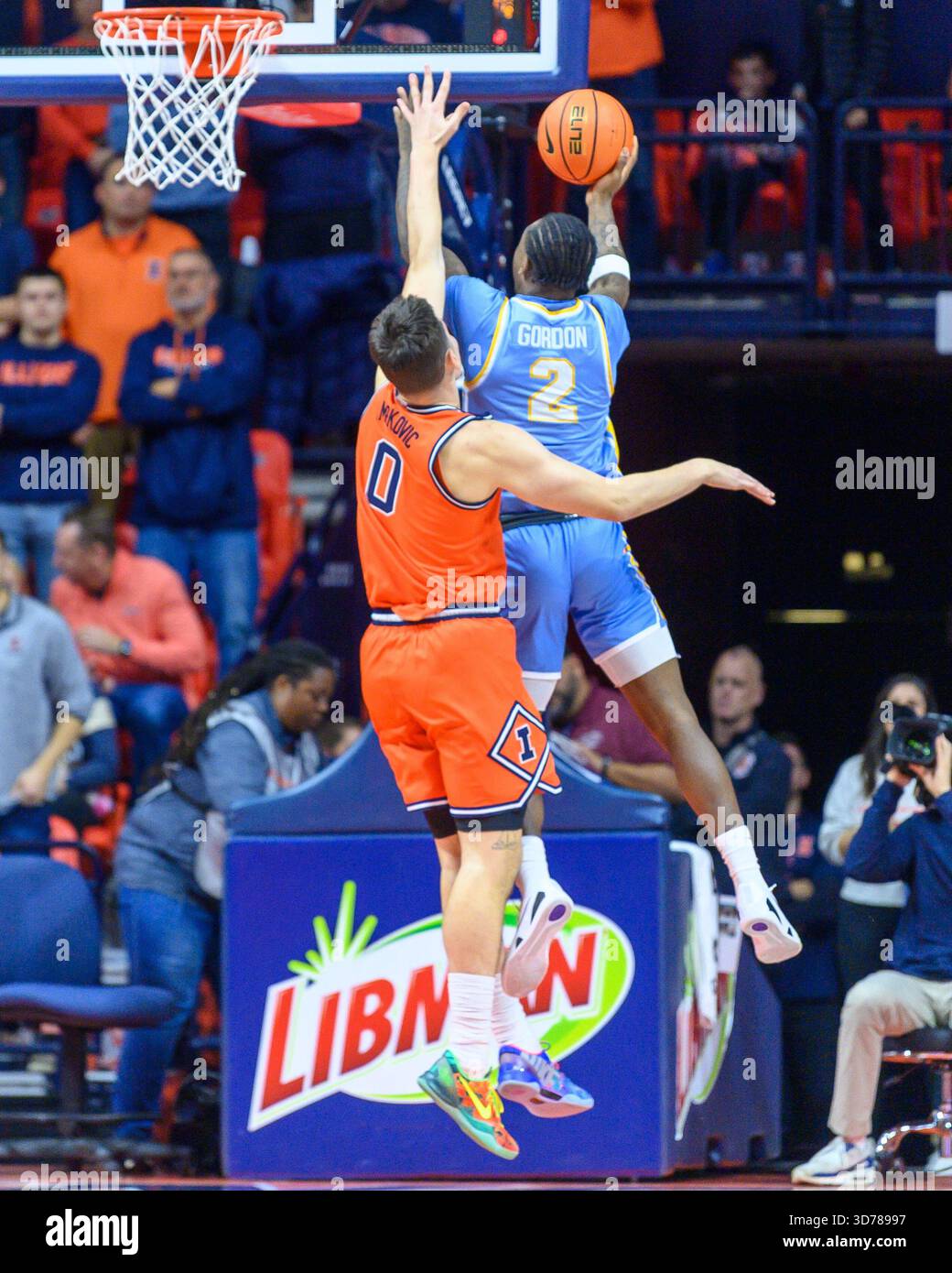 Long Island's Greg Gordon takes the ball to the basket as Illinois ...