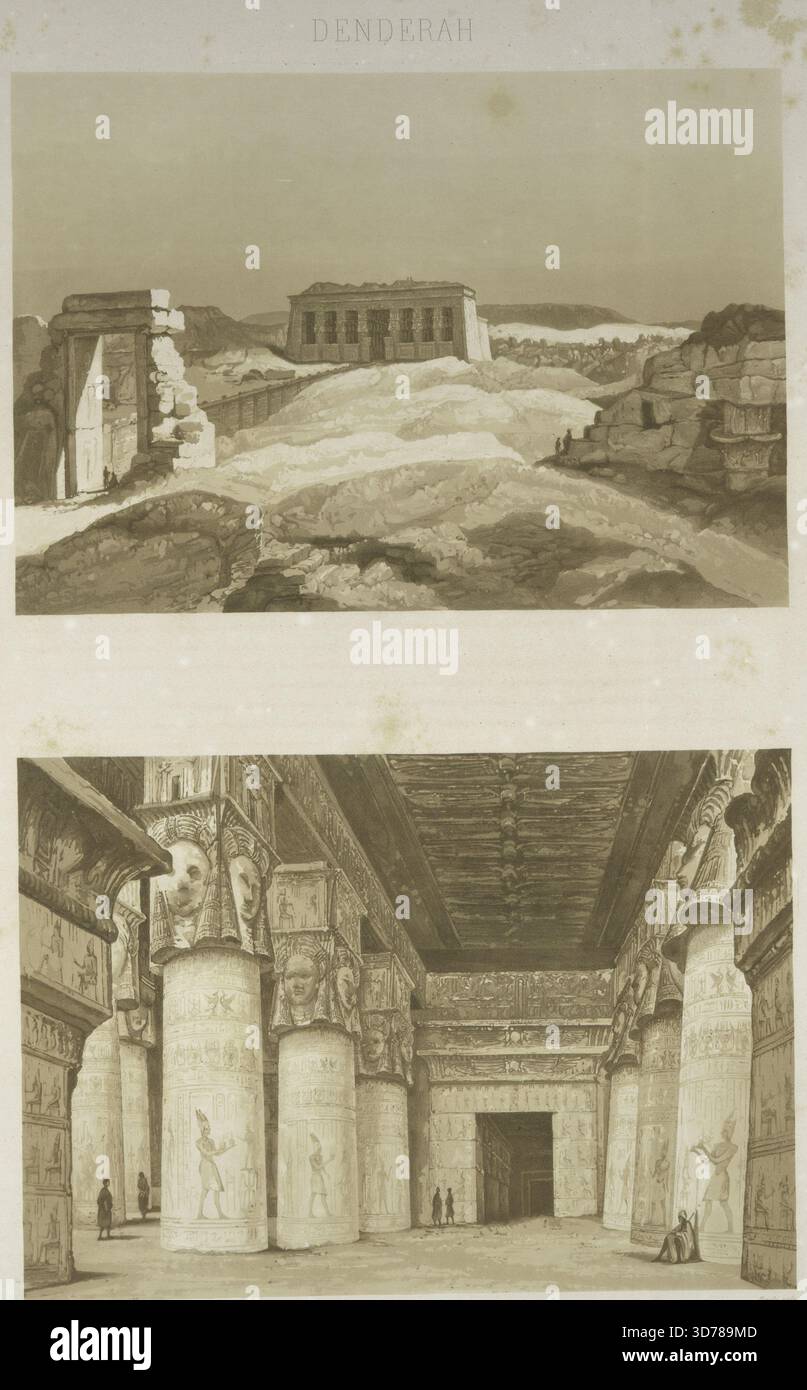 Two images of Denderah, issued in 1841. Paris, Egypt, specifically the ...