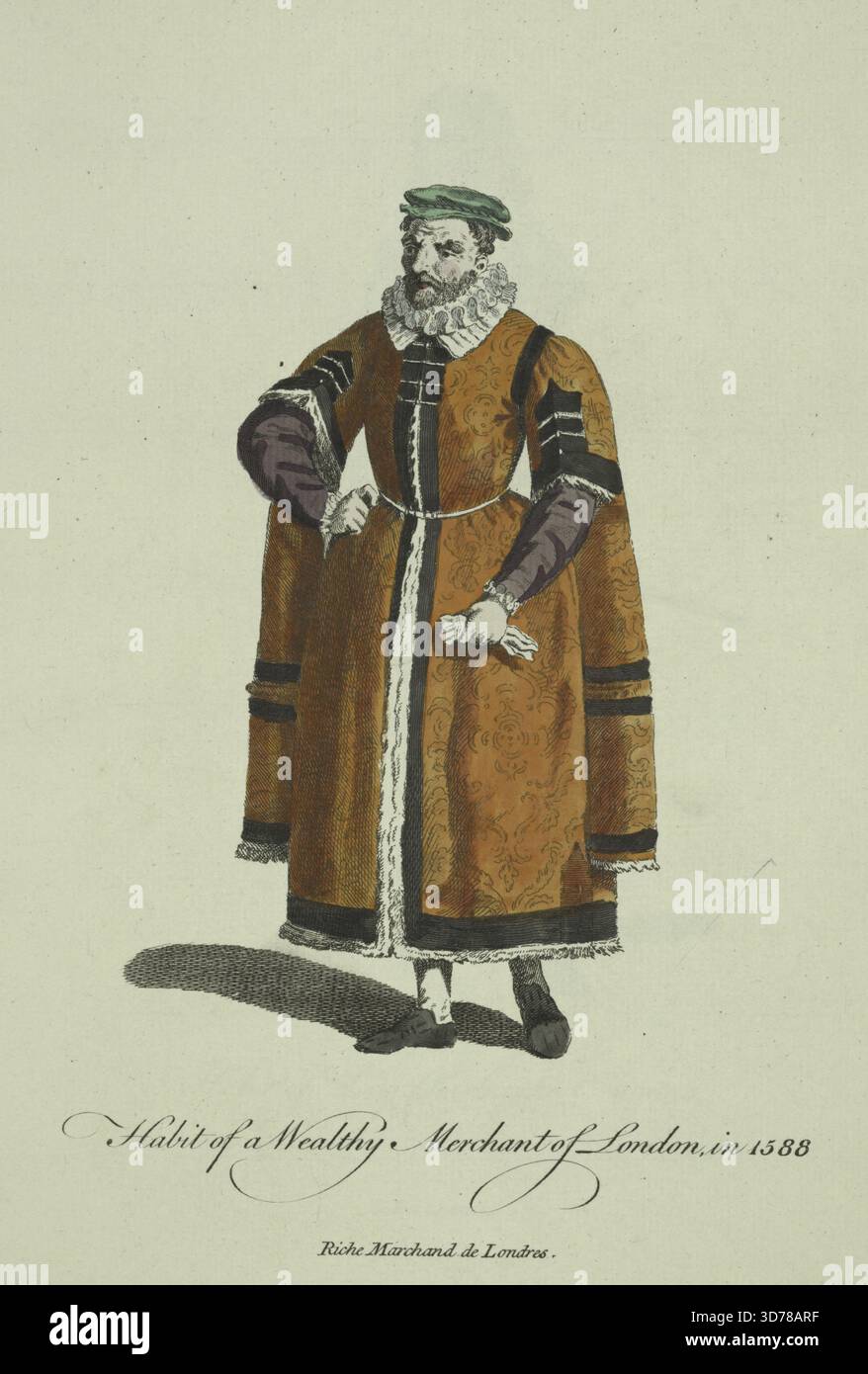 Habit of a wealthy merchant of London in 1588, illustrated by Caspar ...