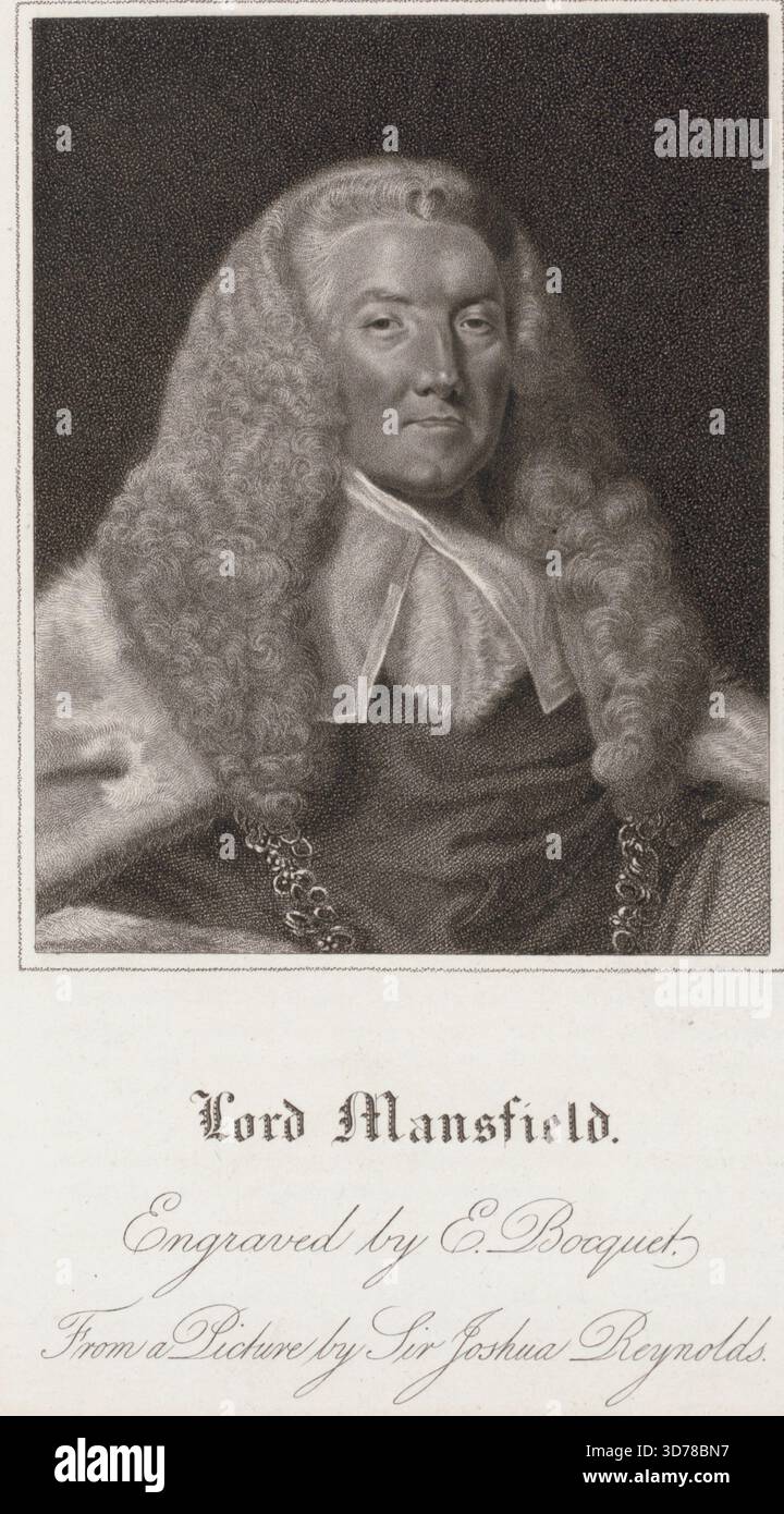A stipple engraving of Lord Mansfield, created in 1886 by Sir Joshua ...