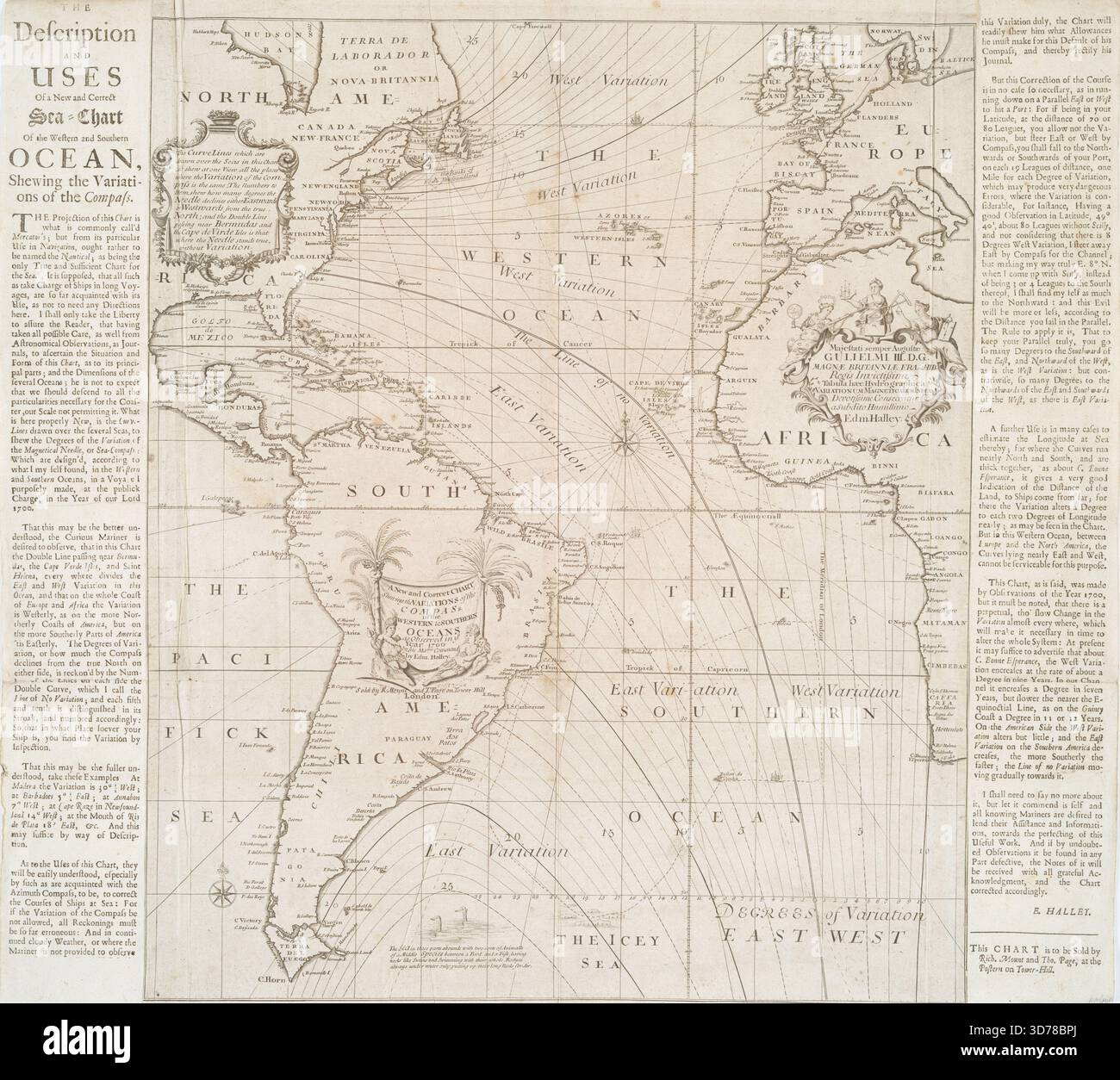 A new and correct chart showing the variations of the compass in the ...