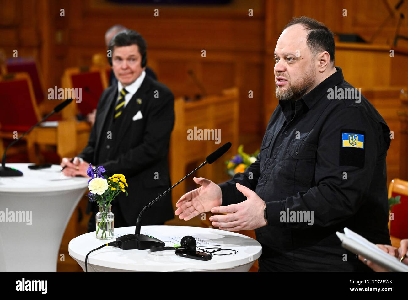 Sweden's Speaker of Parliament Andreas Norlén (M) together with Speaker of the Ukrainian ...