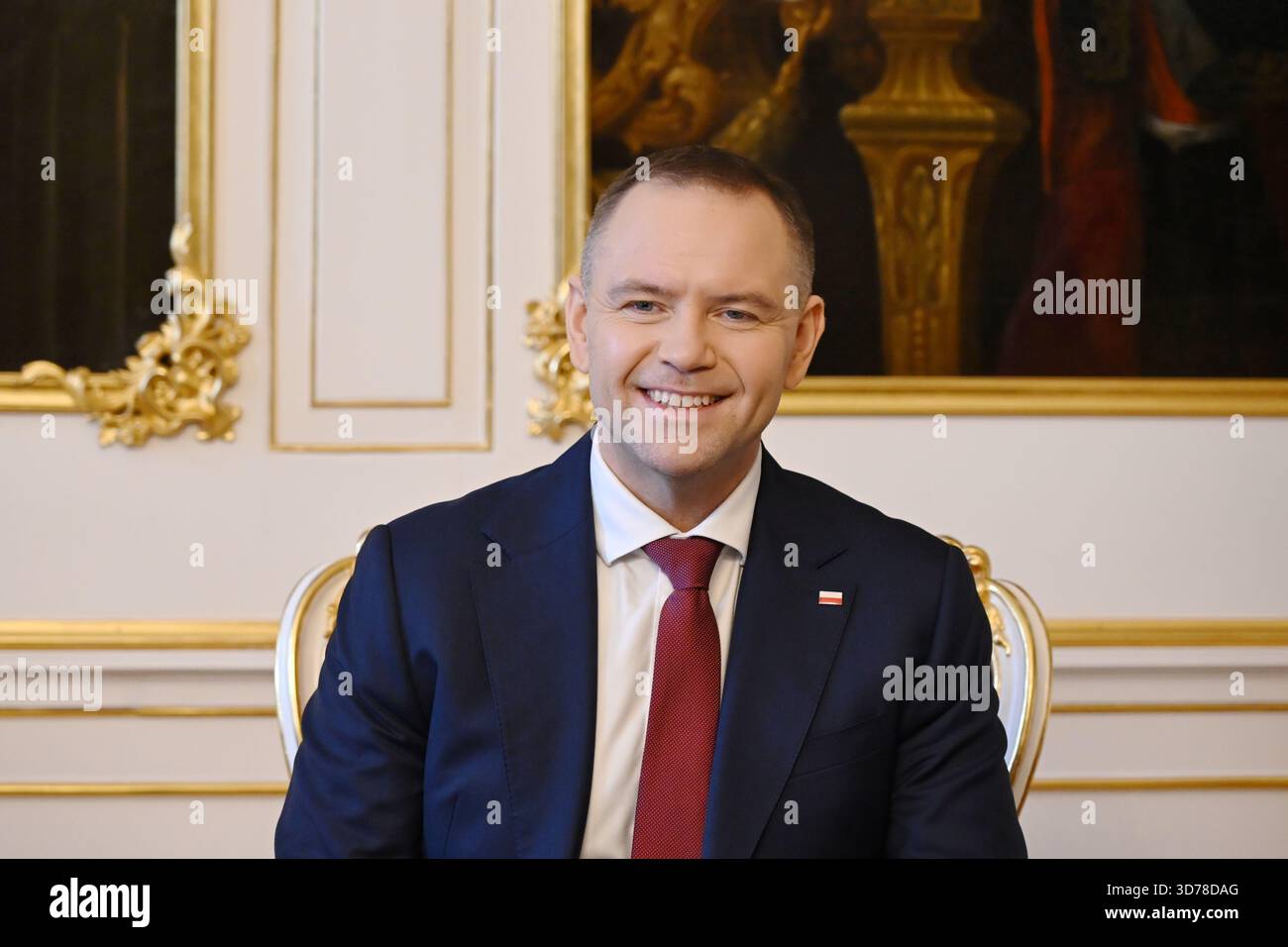 Poland President Karol Nawrocki seen during meeting at Prague Castle ...