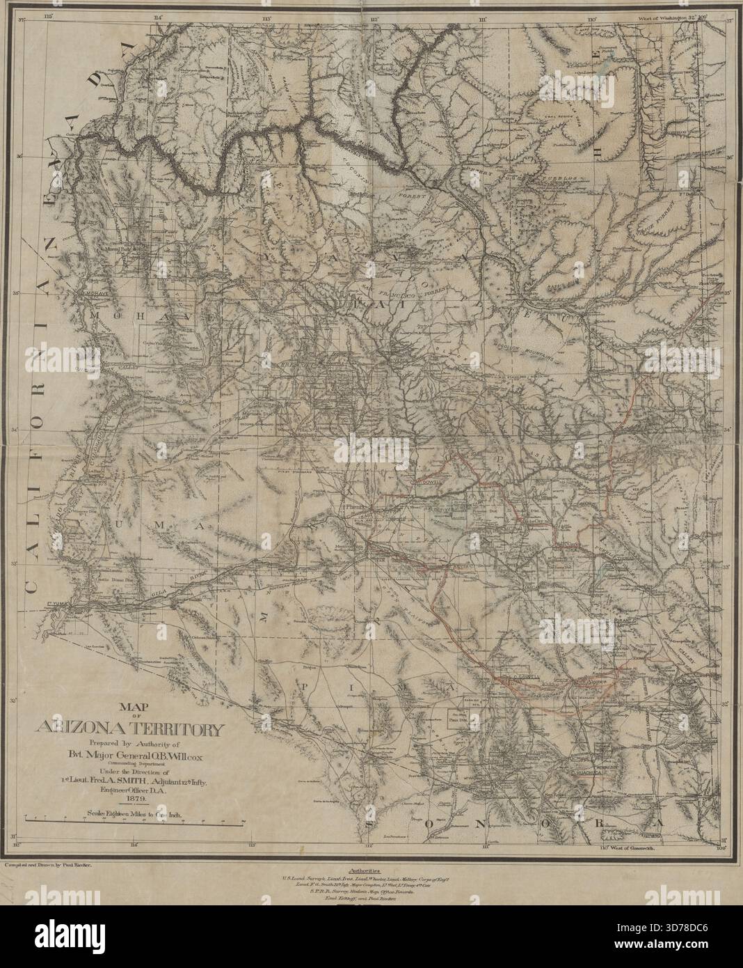 Map of Arizona Territory, 1879. Published by the U.S. Army Corps of ...