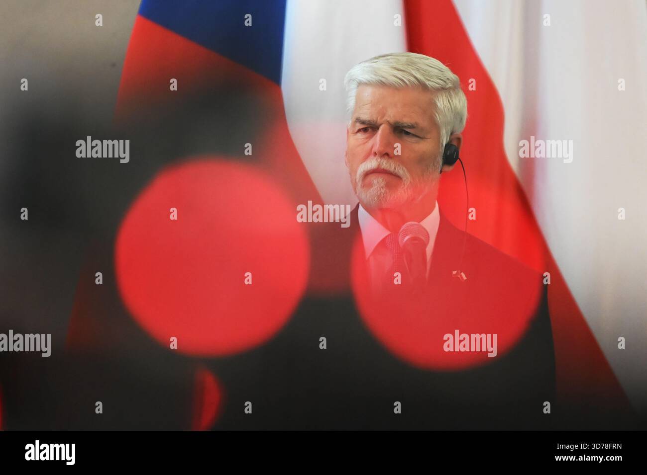 Czech President Petr Pavel speaks to the media during a joint press ...
