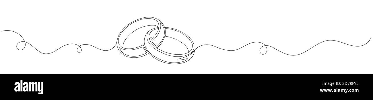 A single continuous line drawing of wedding rings. Concept of a ...