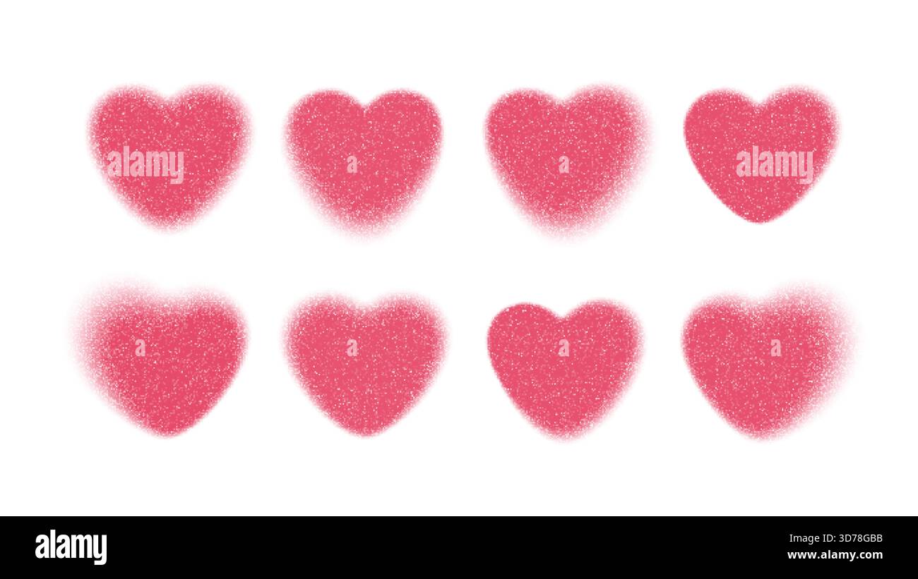 Eight Pink Hearts In A Soft Sprinkle Pattern For Love And Joy Vector ...