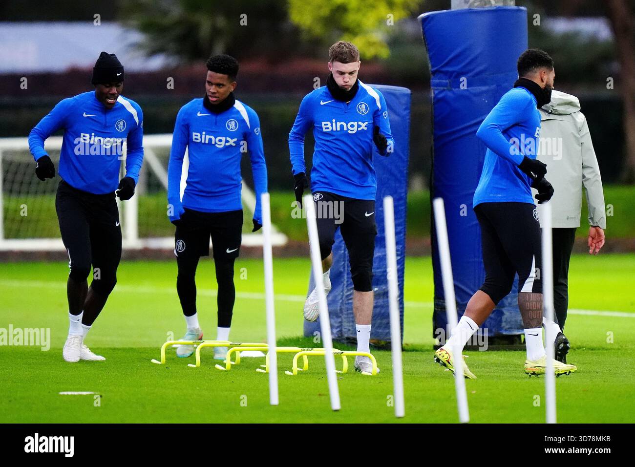 Chelsea's Cole Palmer (centre) during a training session at Cobham ...