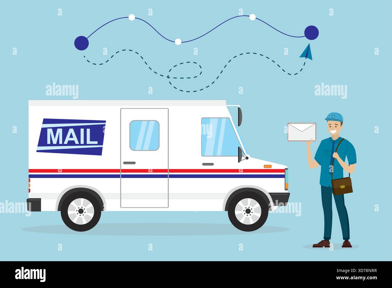 Mailman post box truck Stock Vector Images - Alamy