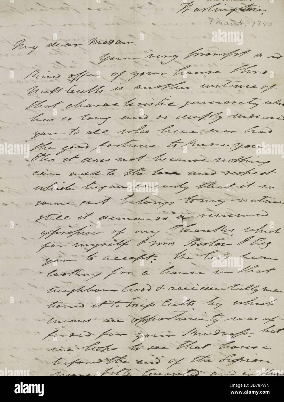 Letter from William C. Preston to Dolley Madison, dated March 7, 1840 ...