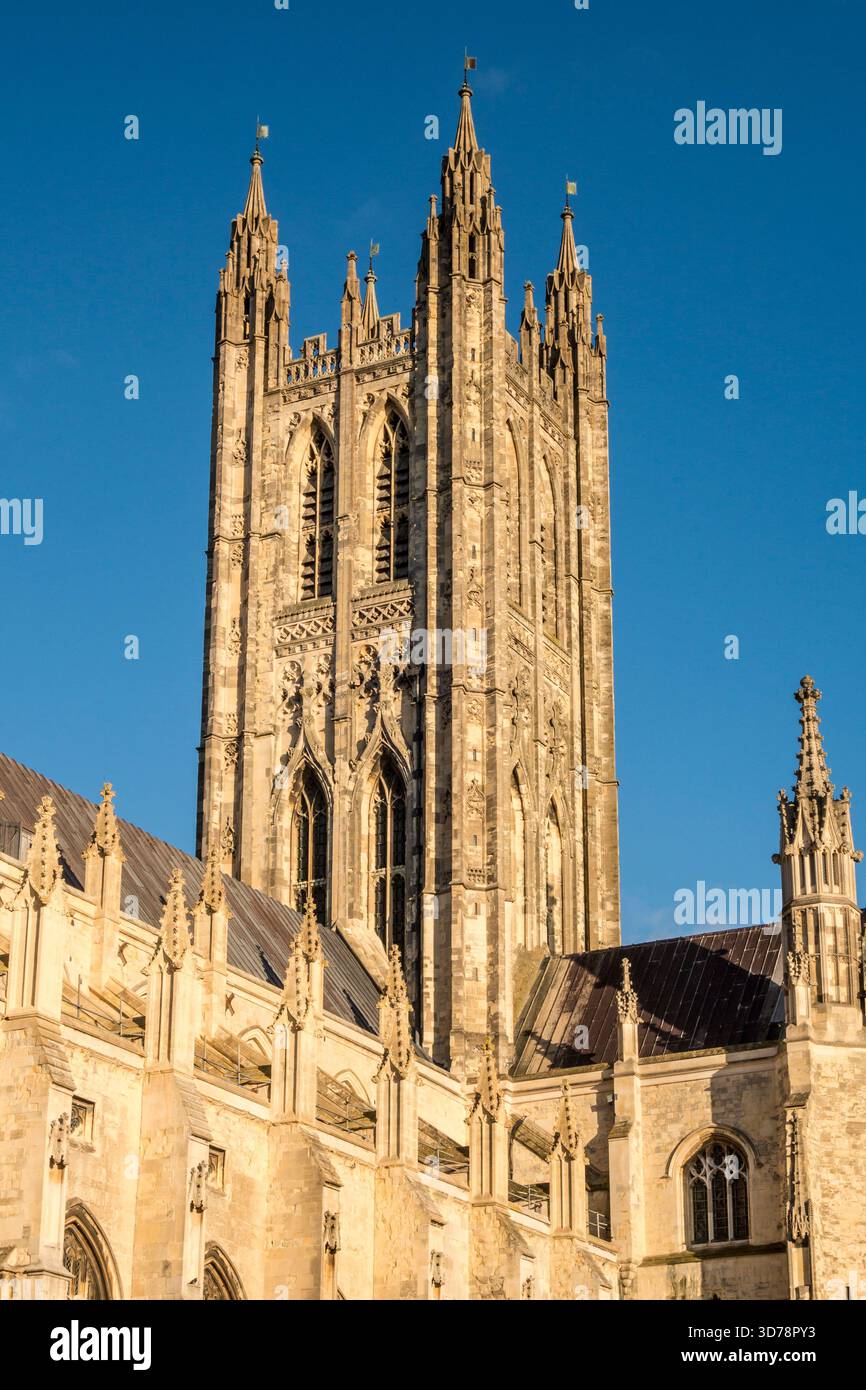 The central 75m Bell Harry Tower of Canterbury Cathedral (Kent, UK) was ...