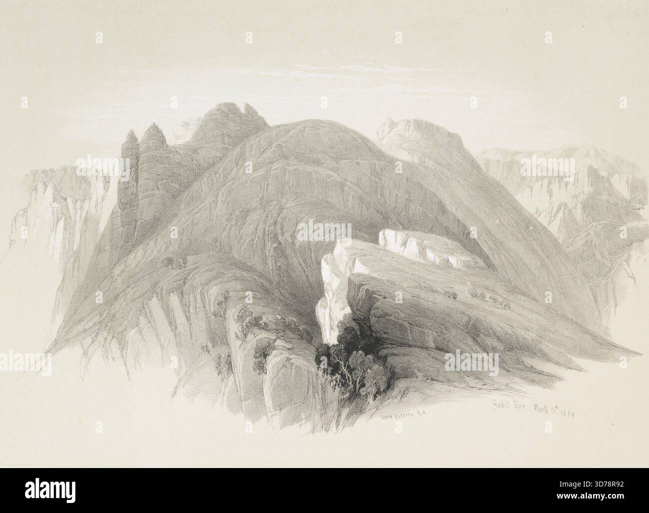 Mount Hor, from the Cliffs Encircling Petra' is a lithograph created by ...