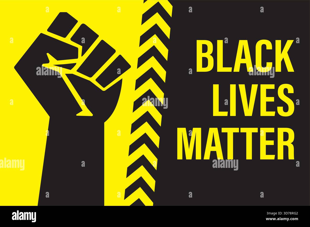 Black Lives Matter movement, clenched fist and text. Black and yellow ...