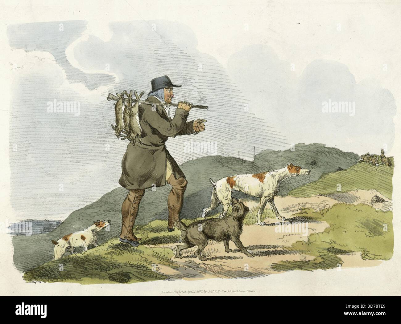 A hunter with rabbits. Published by S. and J. Fuller at the Temple of ...