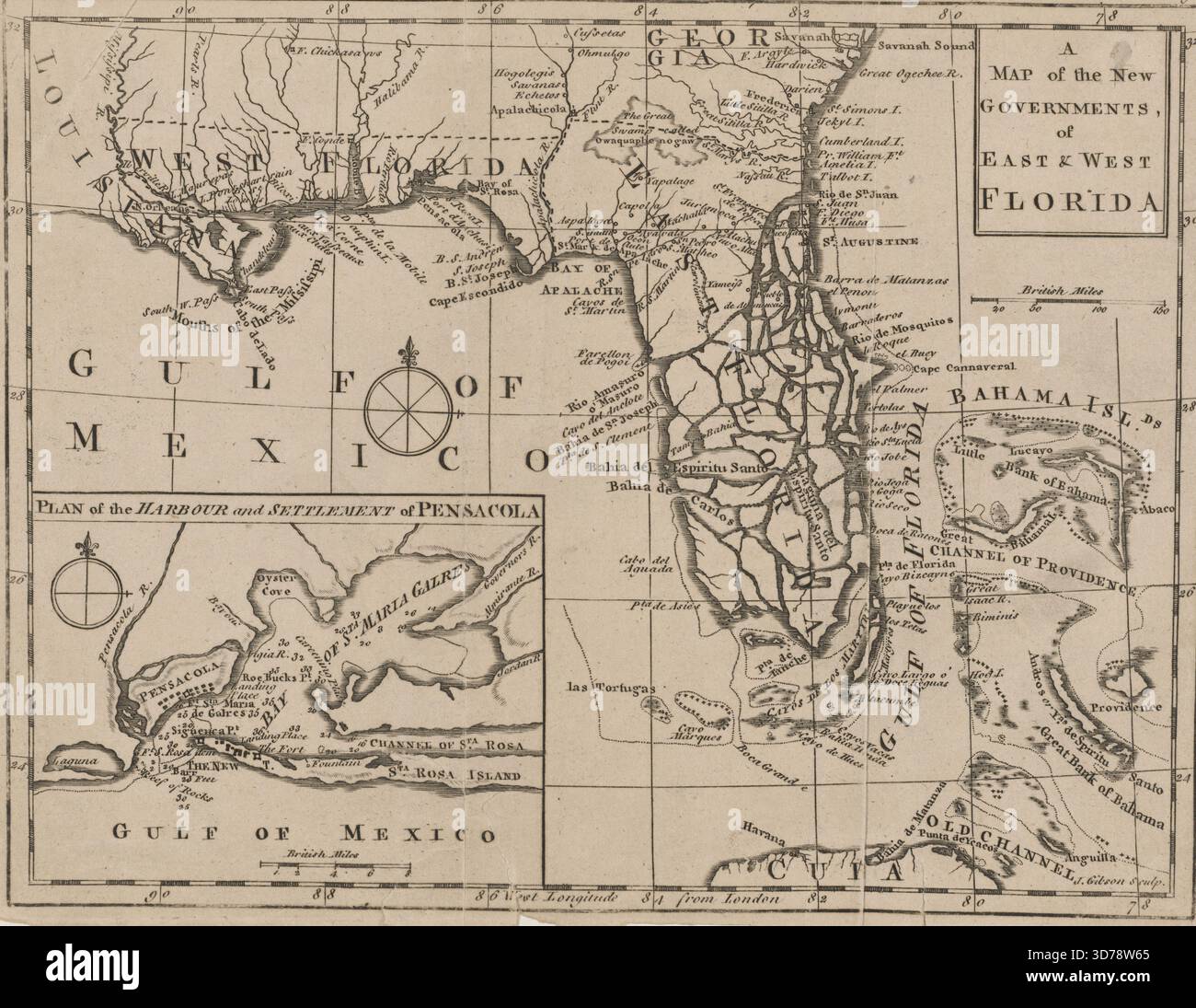A map from 1763 depicting the new governments of East and West Florida ...