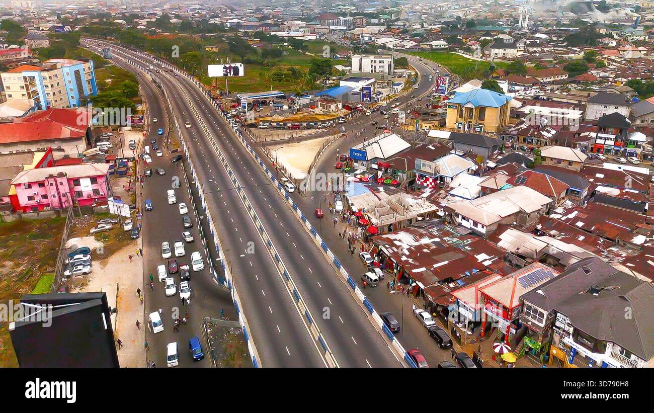 Aerial view of the Garrison Junction showing the Aba Road intersection ...