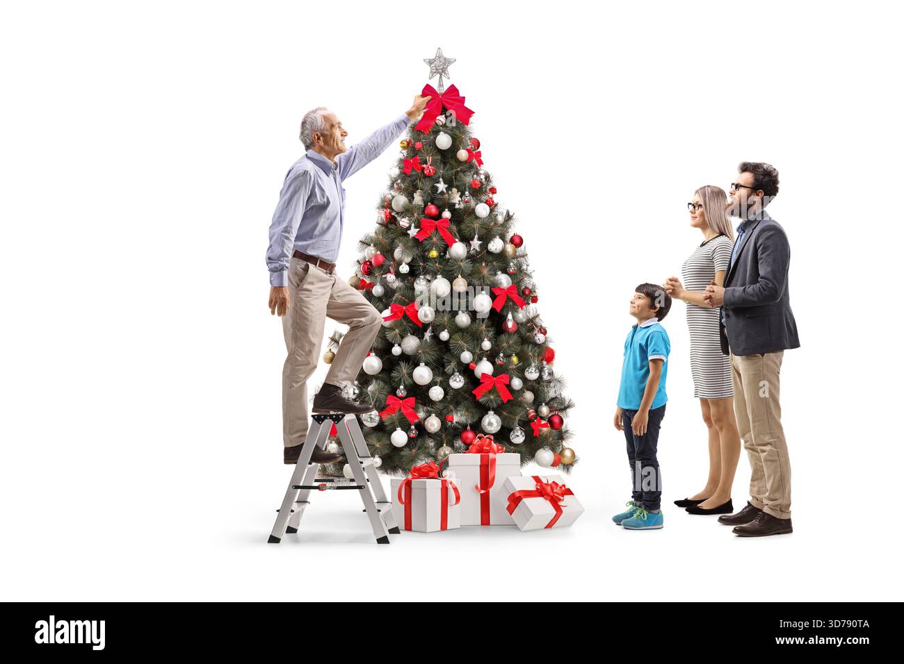 Christmas surprise family father Cut Out Stock Images & Pictures - Alamy