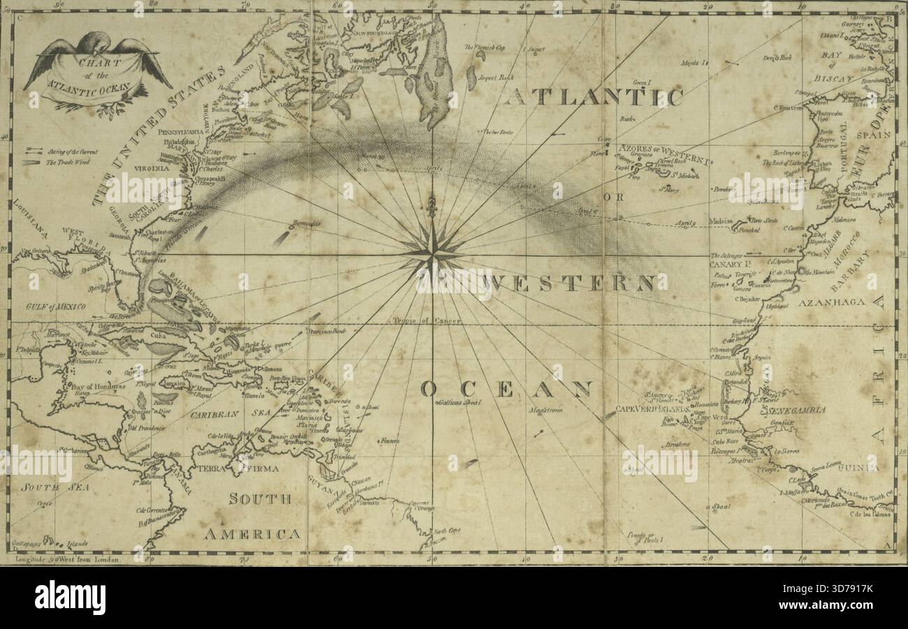 Chart of the Atlantic Ocean, issued in 1802 in Newburyport ...