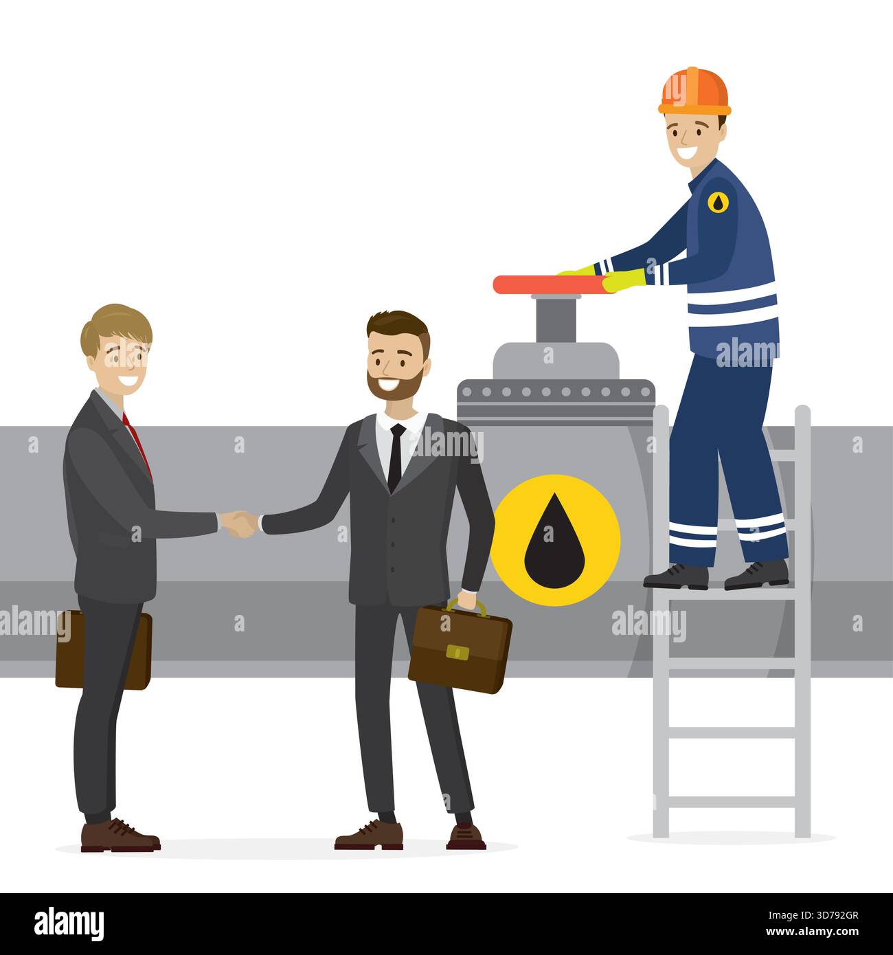 Oil deal, happy caucasian businessmen handshake, successful ...