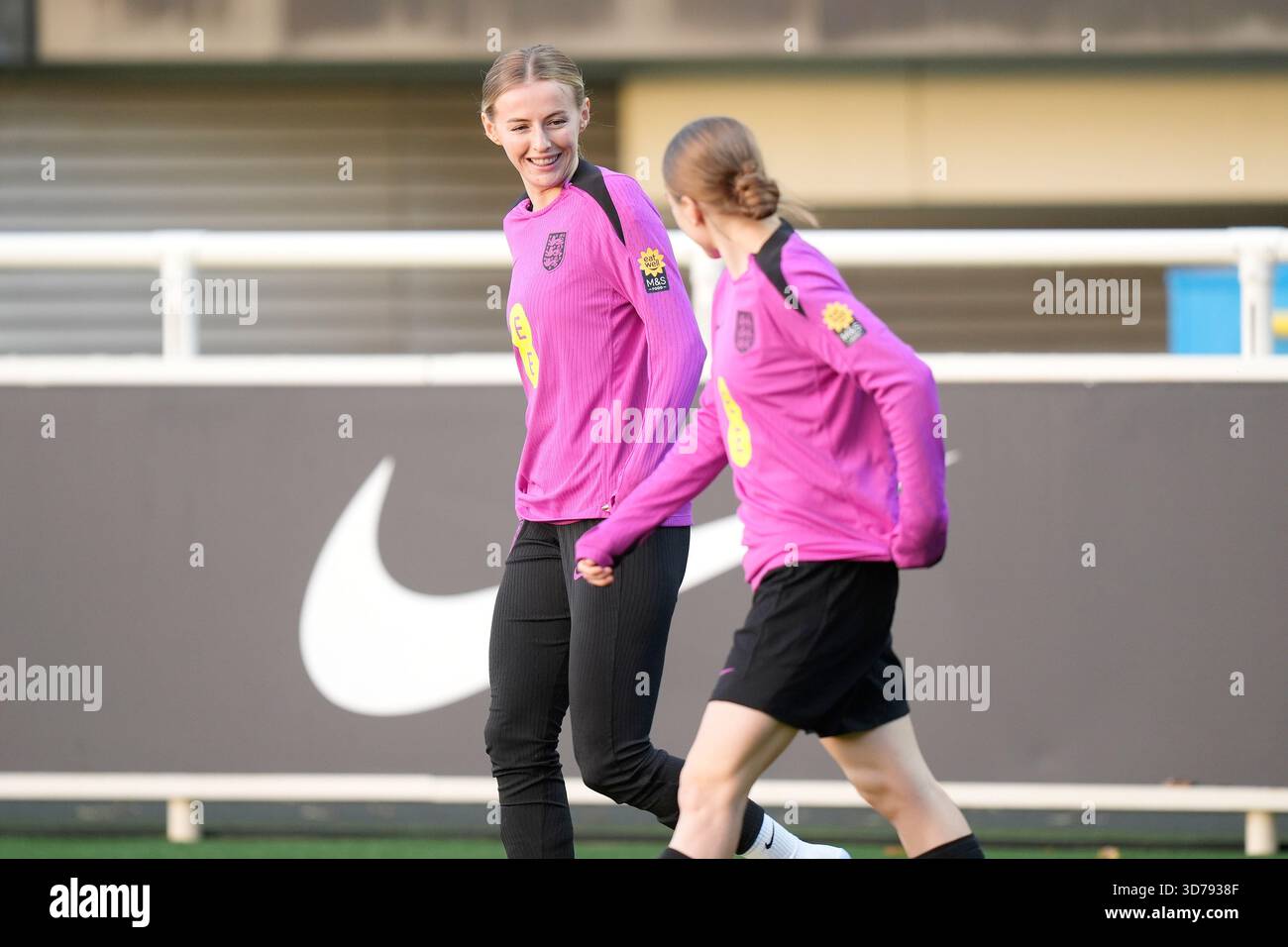 England's Chloe Kelly (left) during a training session at St George's ...