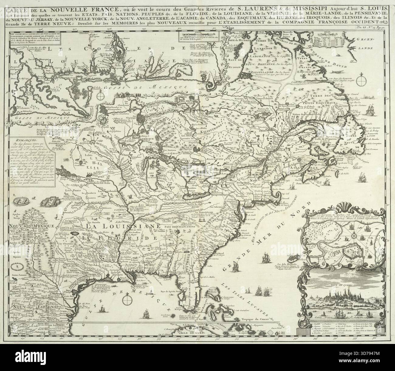 Map of New France, illustrating the courses of the St. Lawrence and ...