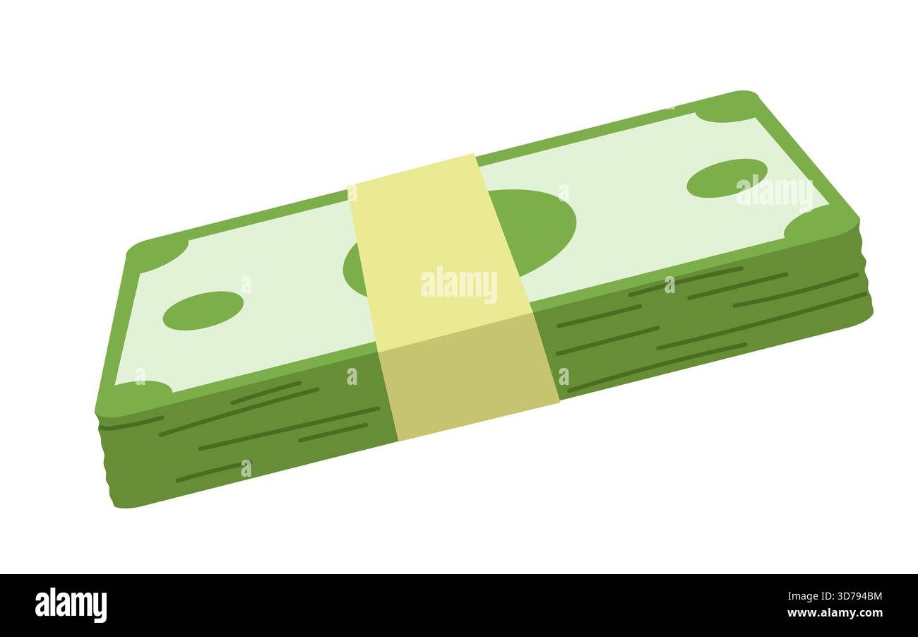 Money currency note template design in green color. Stack of dollars ...
