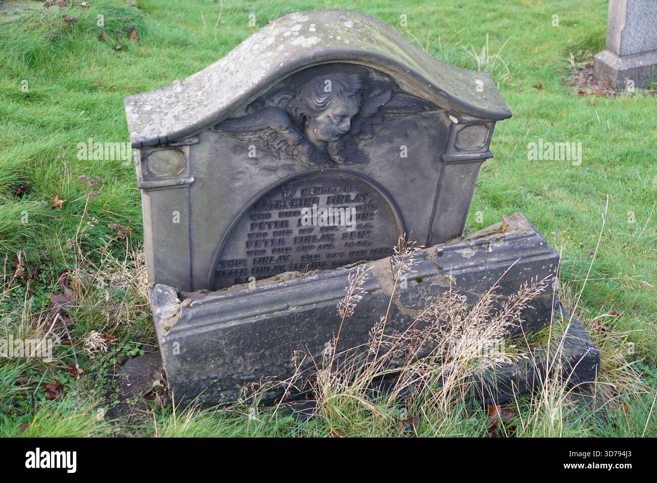 Old broken gravestone carved hi-res stock photography and images - Alamy