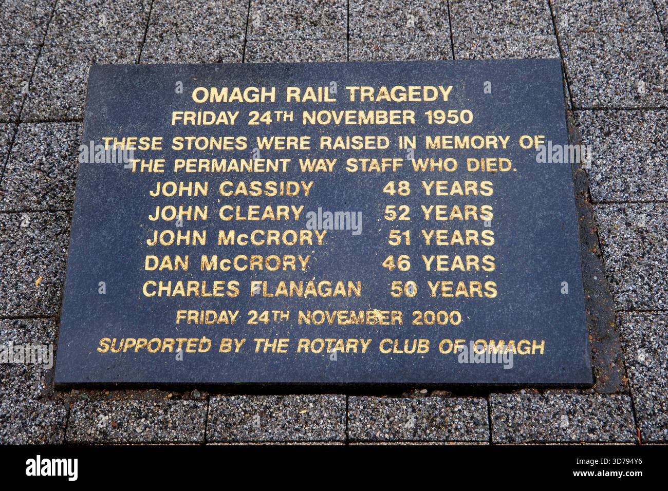 50th anniversary memorial plague at a remembrance service at the Omagh ...