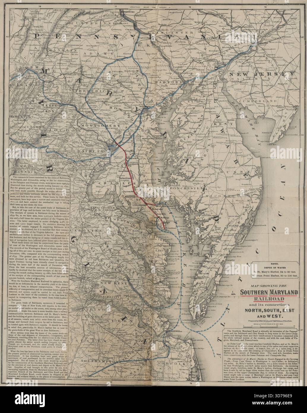 Map showing the Southern Maryland Railroad and its connections in all ...