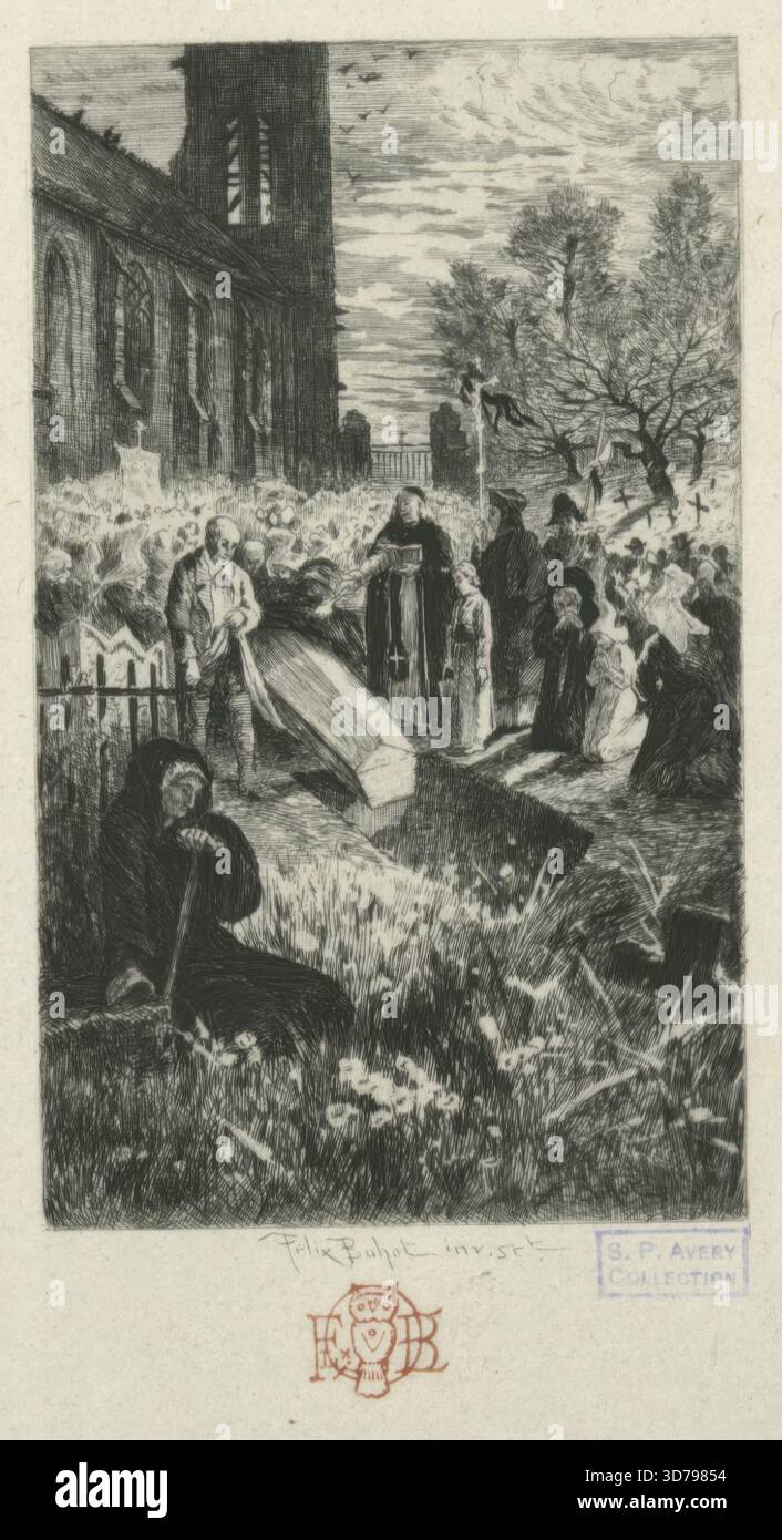 L'enterrement' by Félix Hilaire Buhot (1847-1898), created between 1874 ...