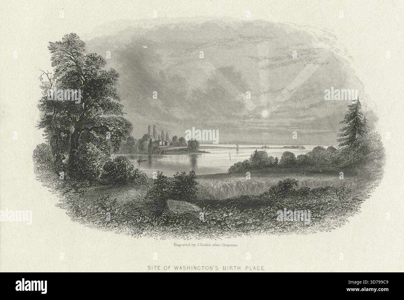 Site of Washington's birthplace. Engraving by J. G. Chapman, created ...