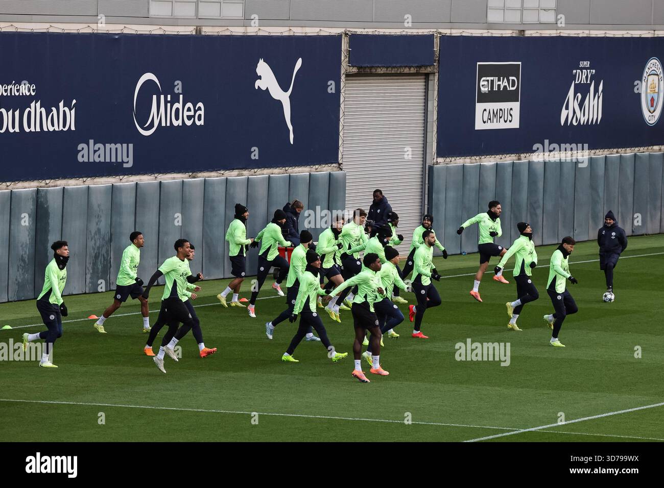 Manchester City team during the UEFA Champions League training session ...