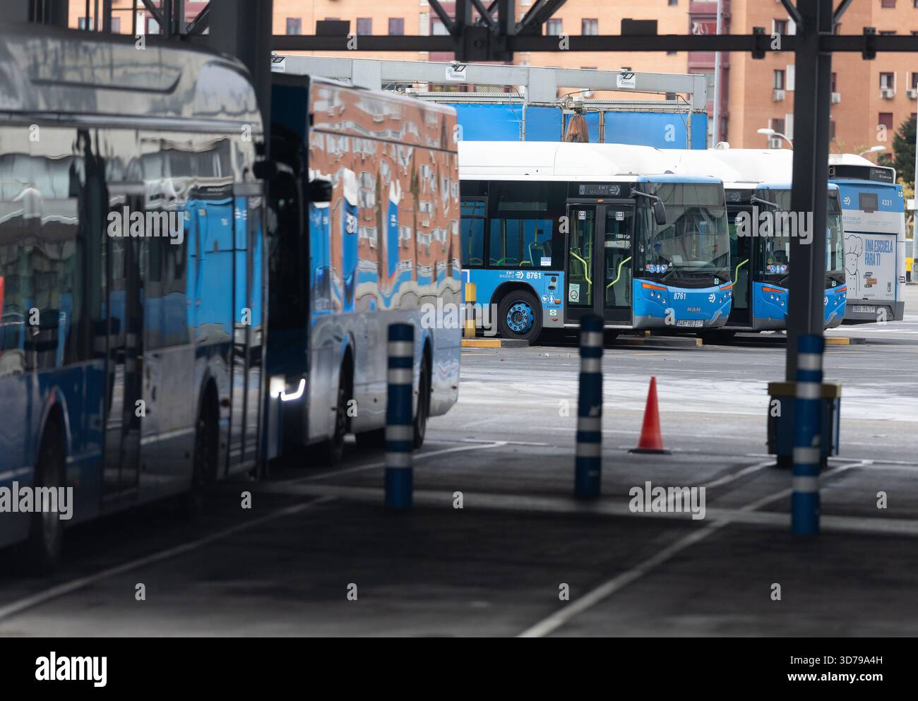 EMT buses at the EMT bus depot on November 24, 2025, in Madrid (Spain ...