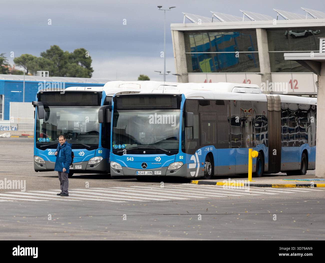 EMT buses at the EMT bus depot on November 24, 2025, in Madrid (Spain ...