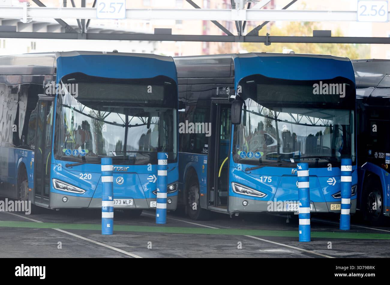 EMT buses at the EMT bus depot on November 24, 2025, in Madrid (Spain ...