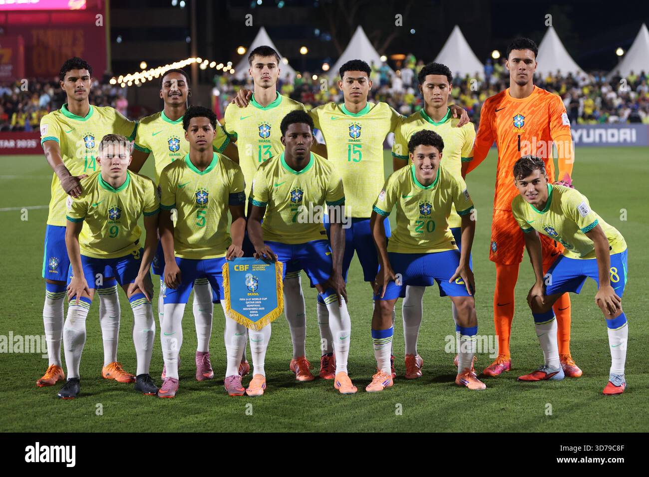 Brasil players pose ahead of a FIFA U17 World Cup semifinal soccer ...