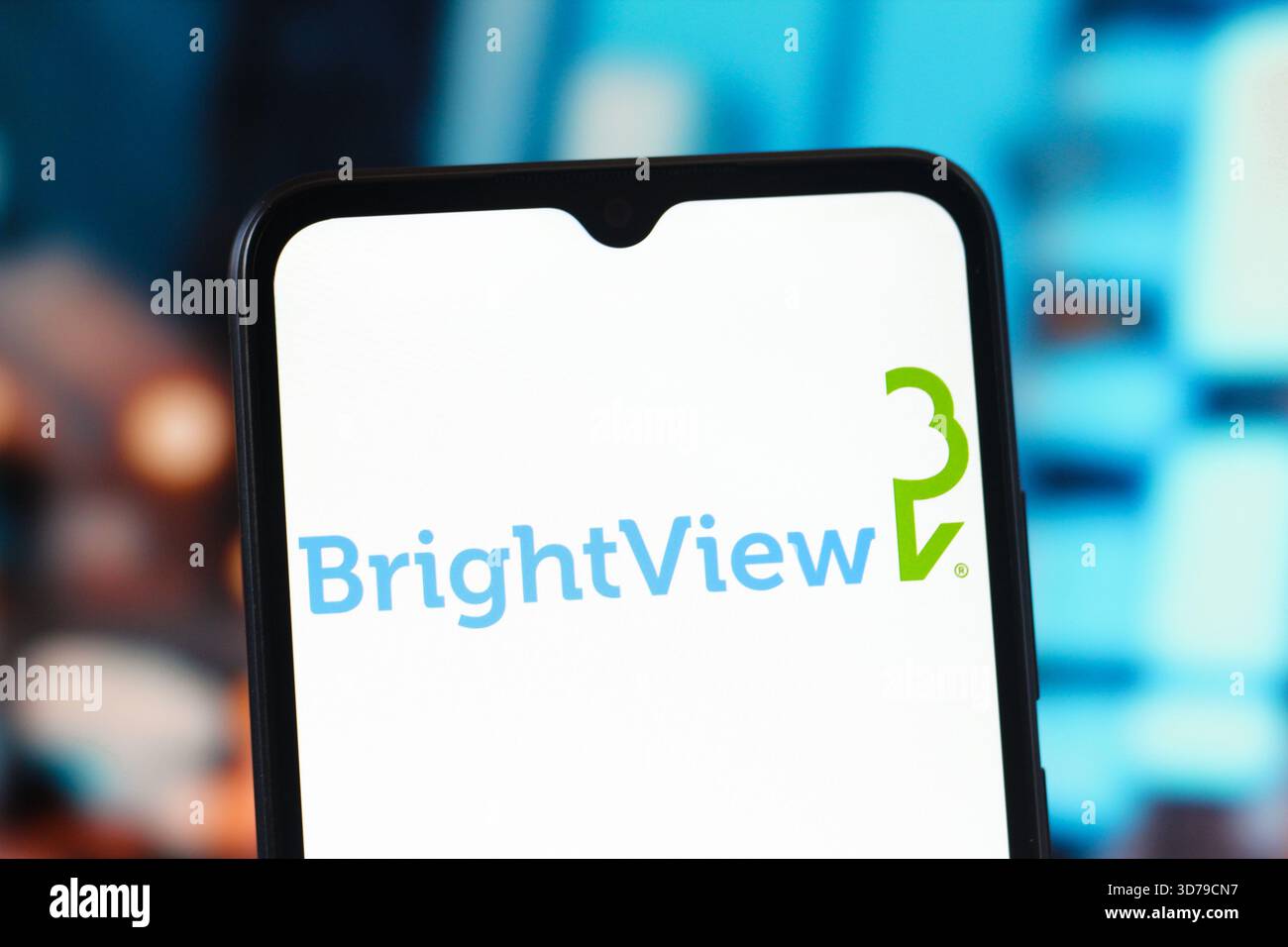 In this photo illustration, the BrightView (Bright View) logo is seen ...