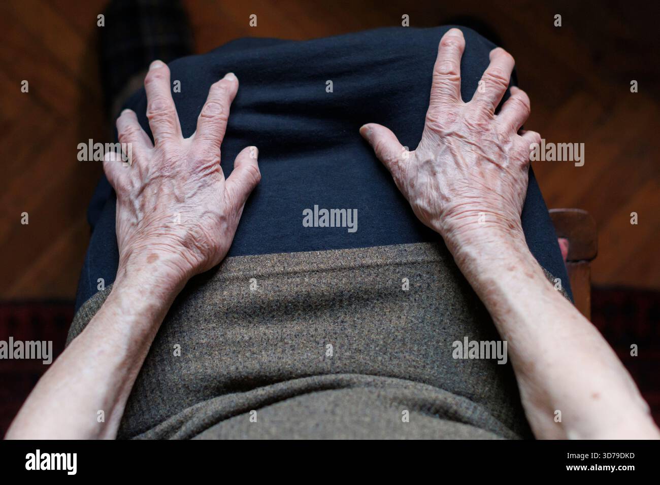 elderly woman's hand, first person view looking down Stock Photo - Alamy