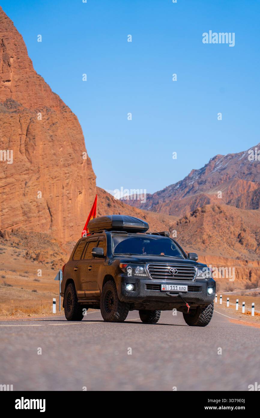 Kel Suu, Kyrgyzstan - November 18, 2024: A modified black Toyota Land ...