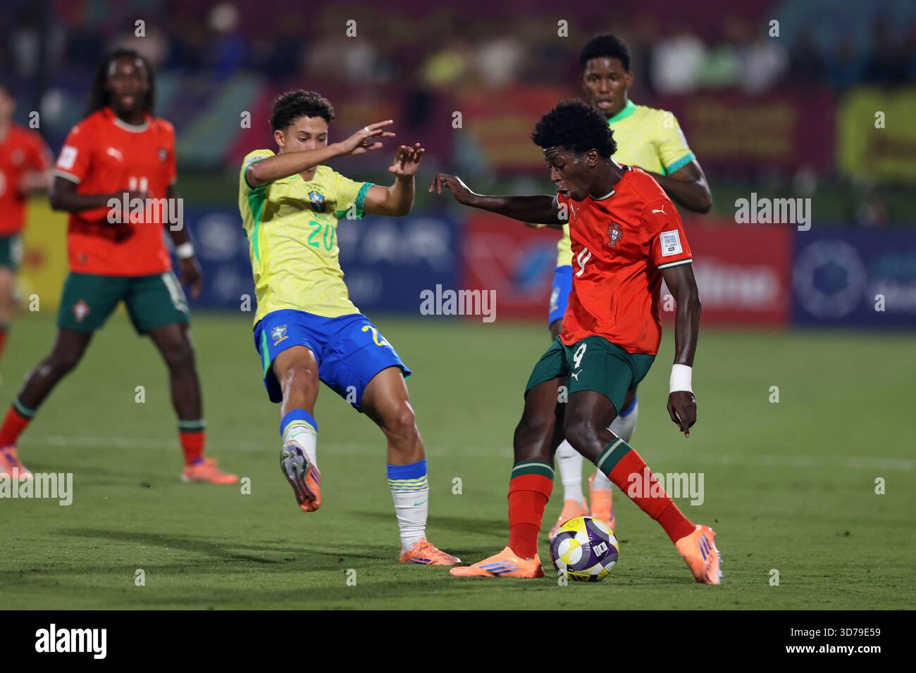 Brasil's Felipe Morais fights for the ball against Portugal's Anisio Cabral during the FIFA U17 ...