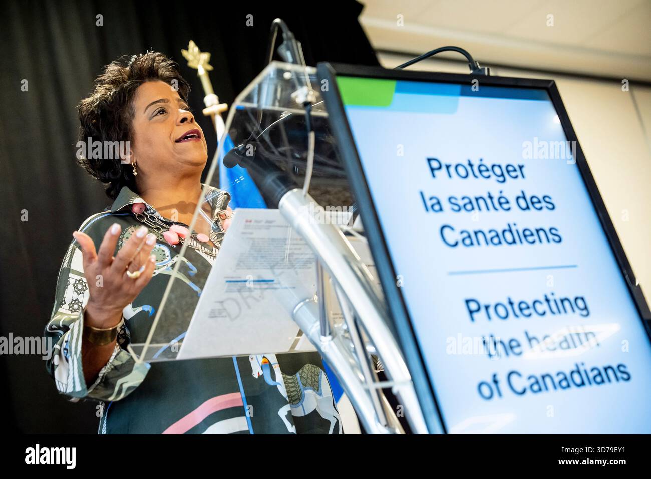 Federal Health Minister Marjorie Michel makes an announcement on the ...