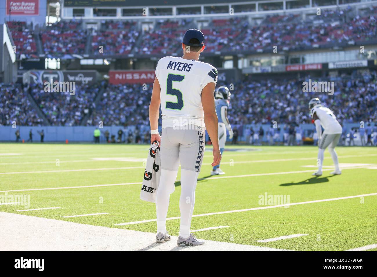 Seattle Seahawks place kicker Jason Myers looks on during the game ...