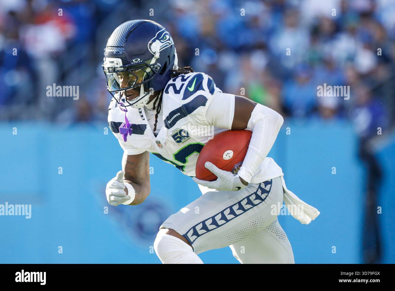 Seattle Seahawks wide receiver Rashid Shaheed (22) runs with the ball ...