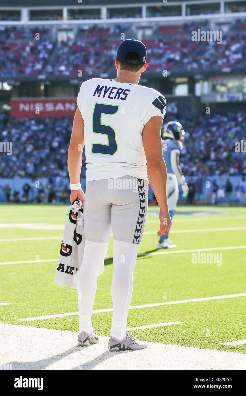 Seattle Seahawks place kicker Jason Myers looks on during the game ...