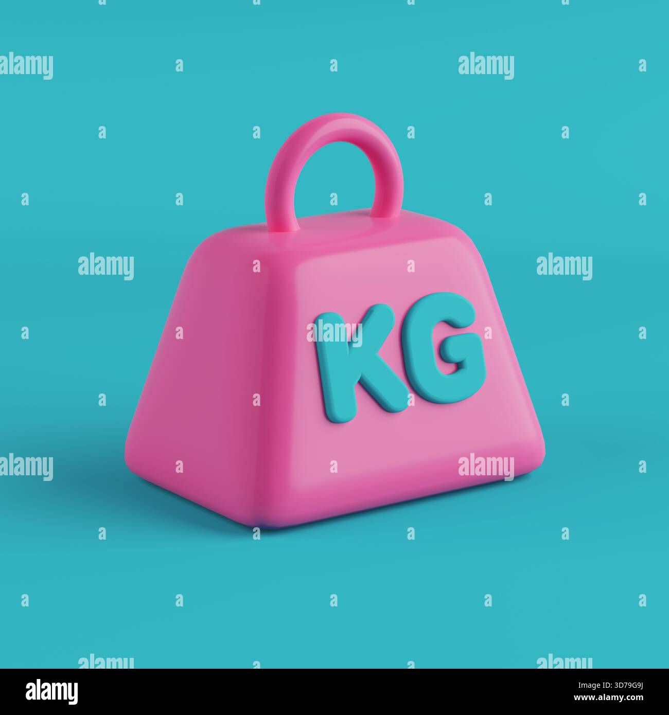 Fitness And Measurement Concept. Pink Weight Block With Blue KG Letters ...