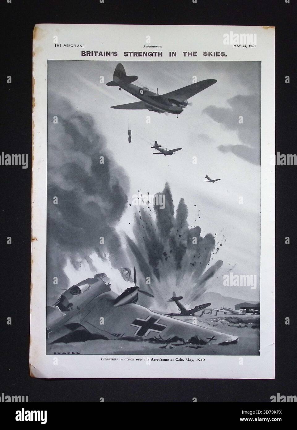 Original 1940 advertisement showing Bristol Blenheim bombers attacking ...